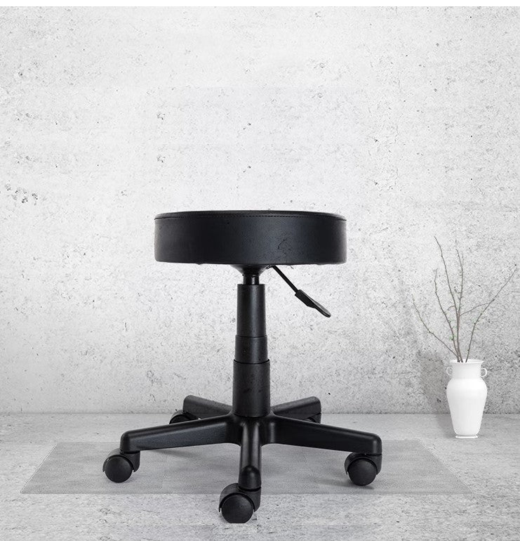 Height Adjustable Swivel Round Stool - PU Leather Black